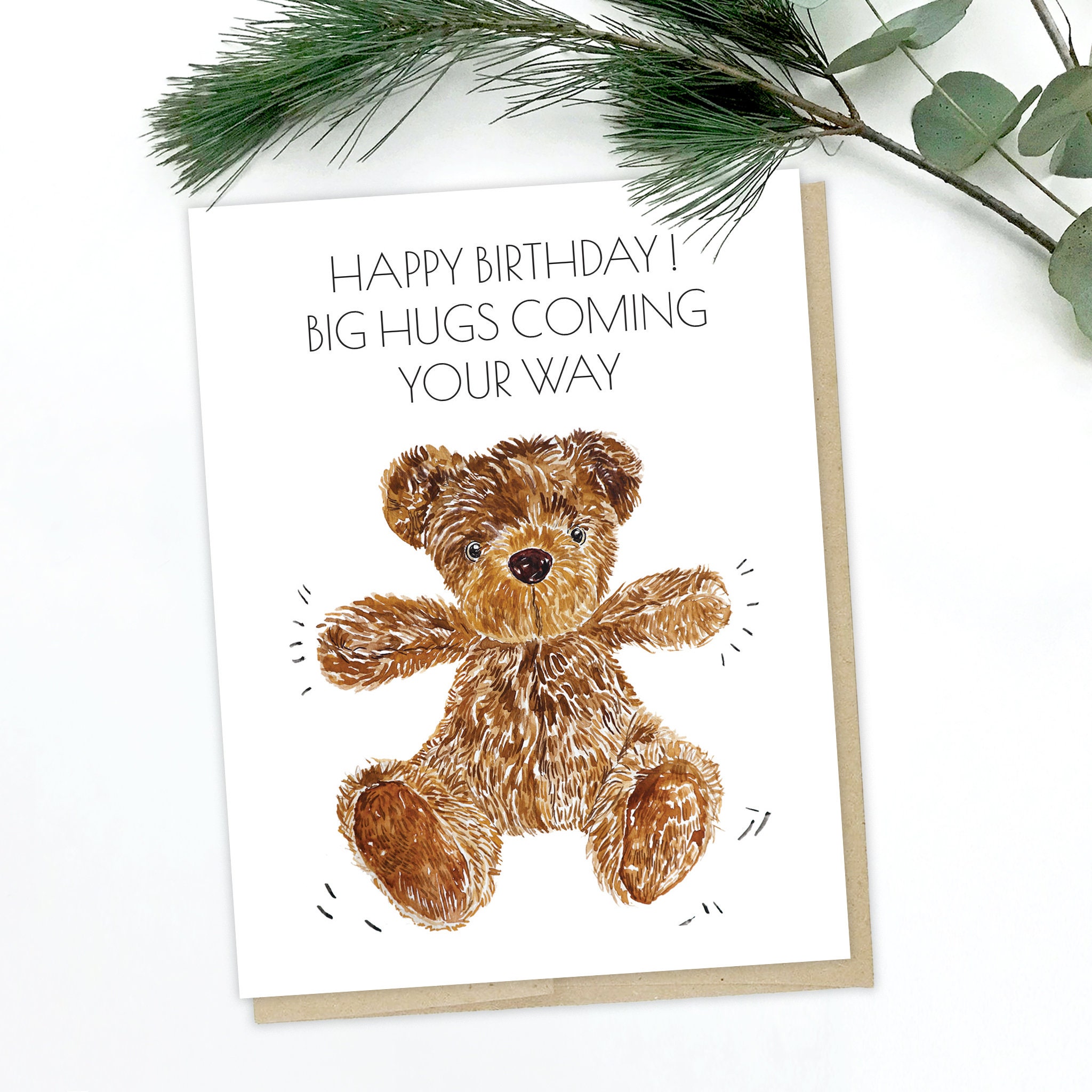 Bear Hugs Happy Birthday Card | Etsy