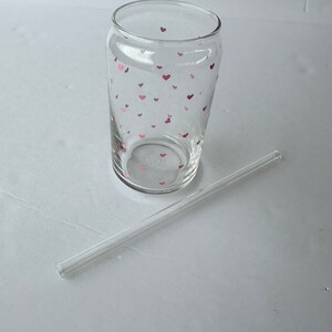 Mini Hearts Glass Can, Iced Coffee Cup, Valentines Day, Heart Glass Cup ...