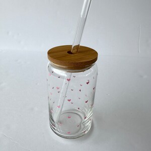 Mini Hearts Glass Can, Iced Coffee Cup, Valentines Day, Heart Glass Cup ...