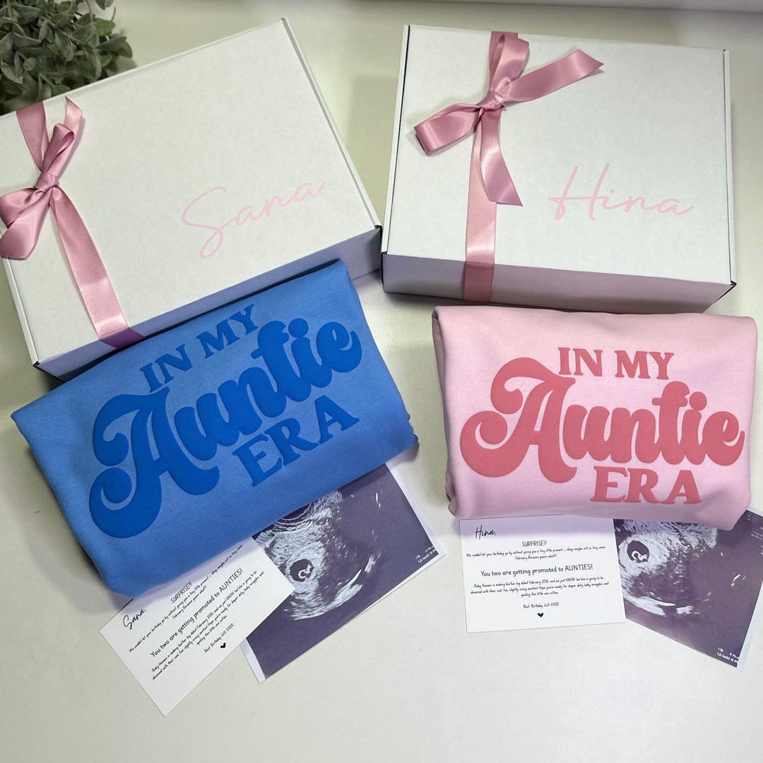 Personalized 'auntie Era' Sweatshirt Gift Box: Baby Announcement Basket ...