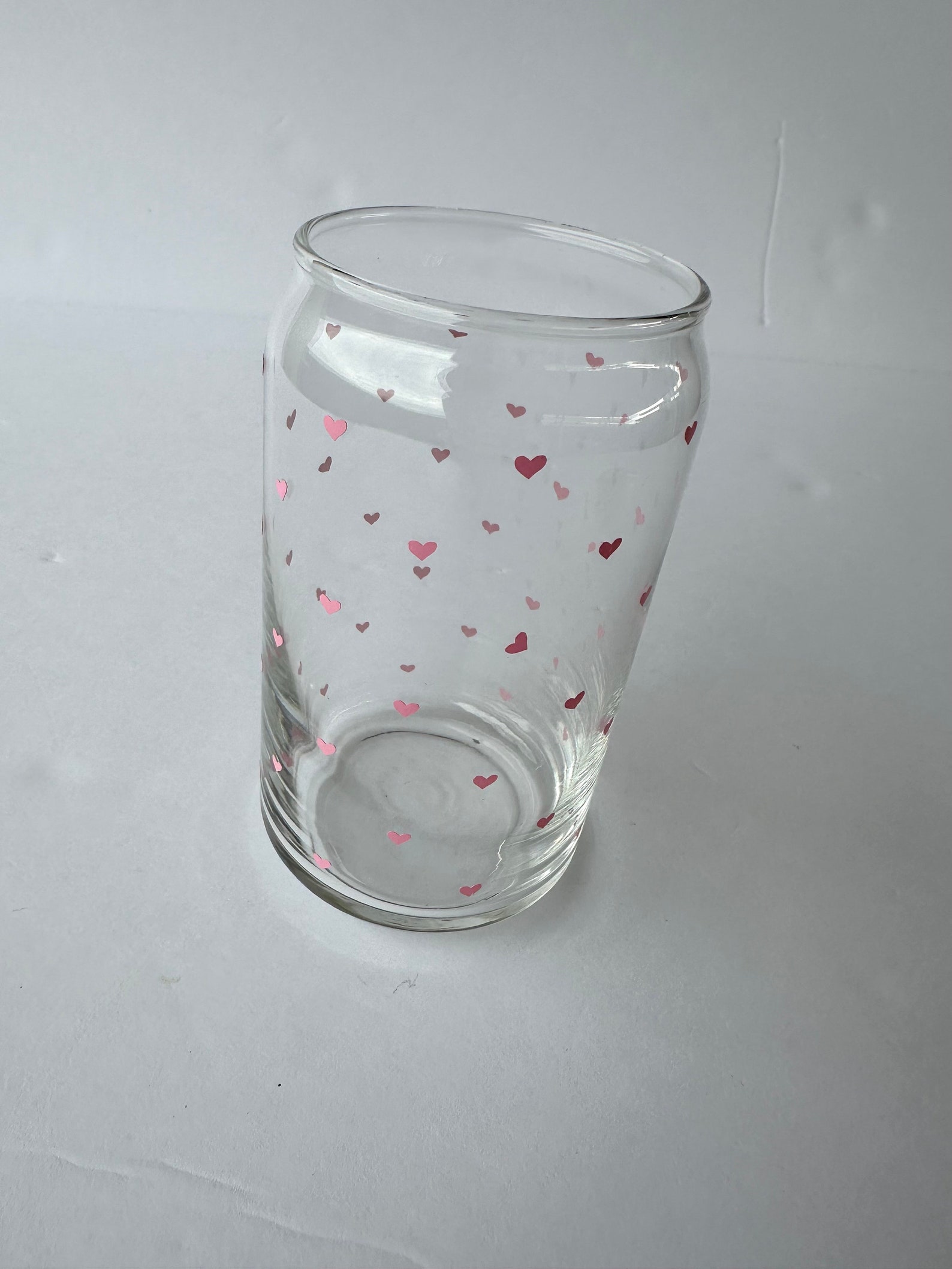 Mini Hearts Glass Can, Iced Coffee Cup, Valentines Day, Heart Glass Cup ...