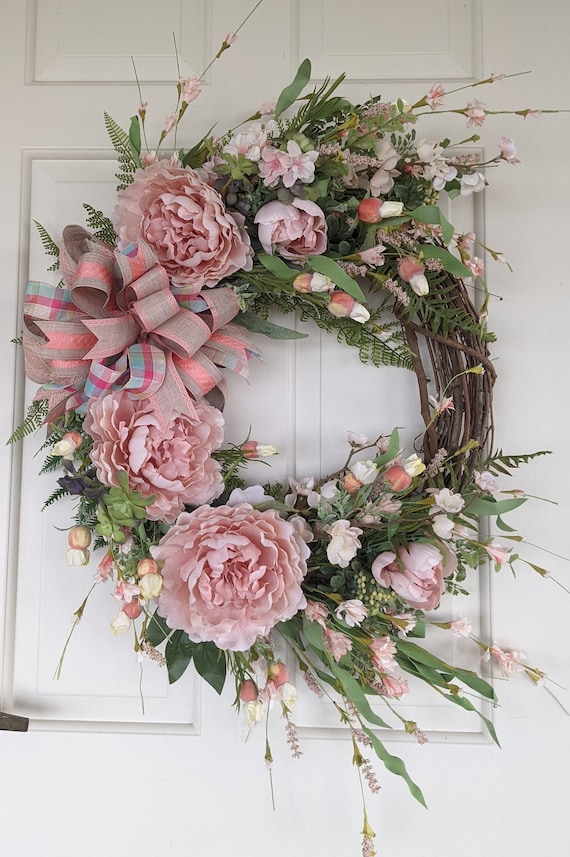 Beautiful Spring Wreath Porch Decor Indoor Wall Art Easter - Etsy