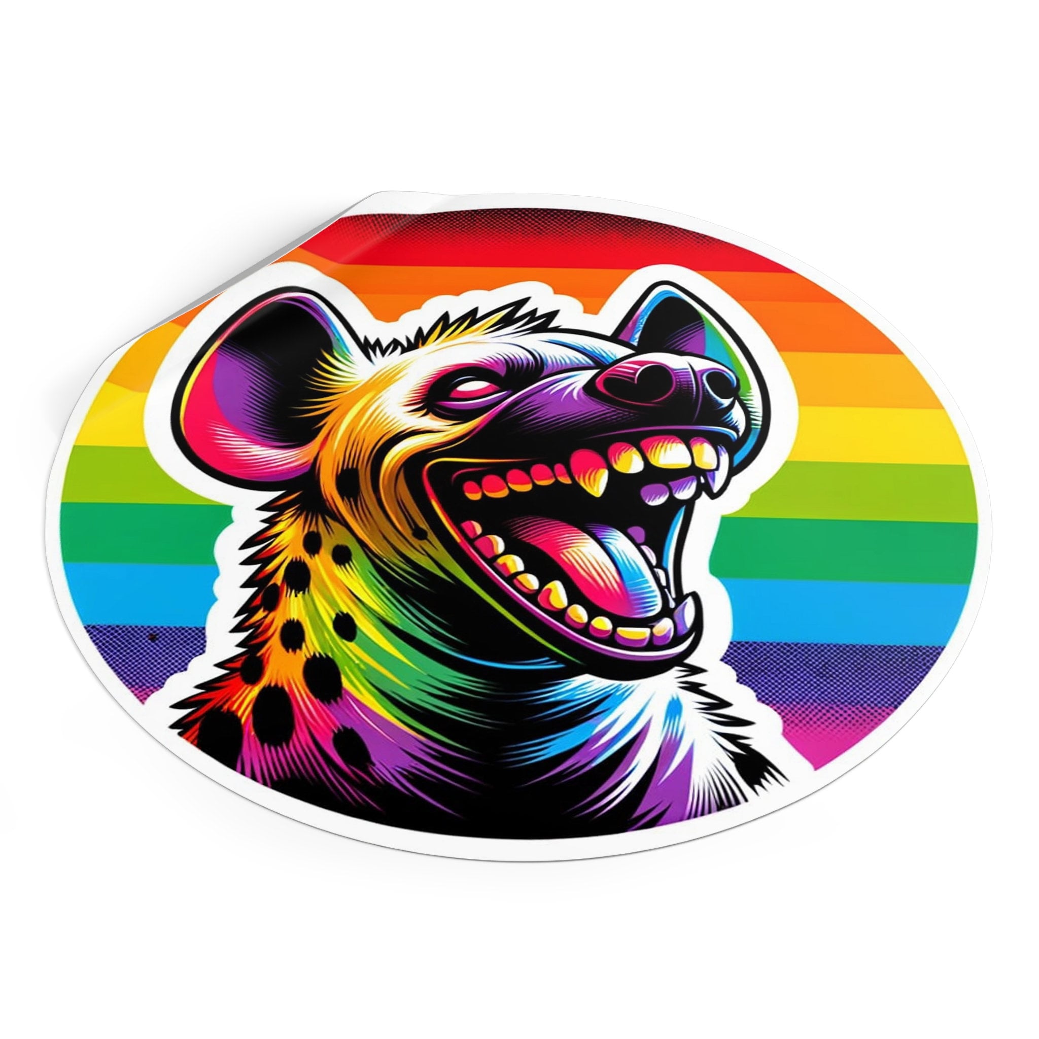 Hyena, Laughing, Pop Art, Rainbow, Sticker, Gift, Round Vinyl Stickers ...