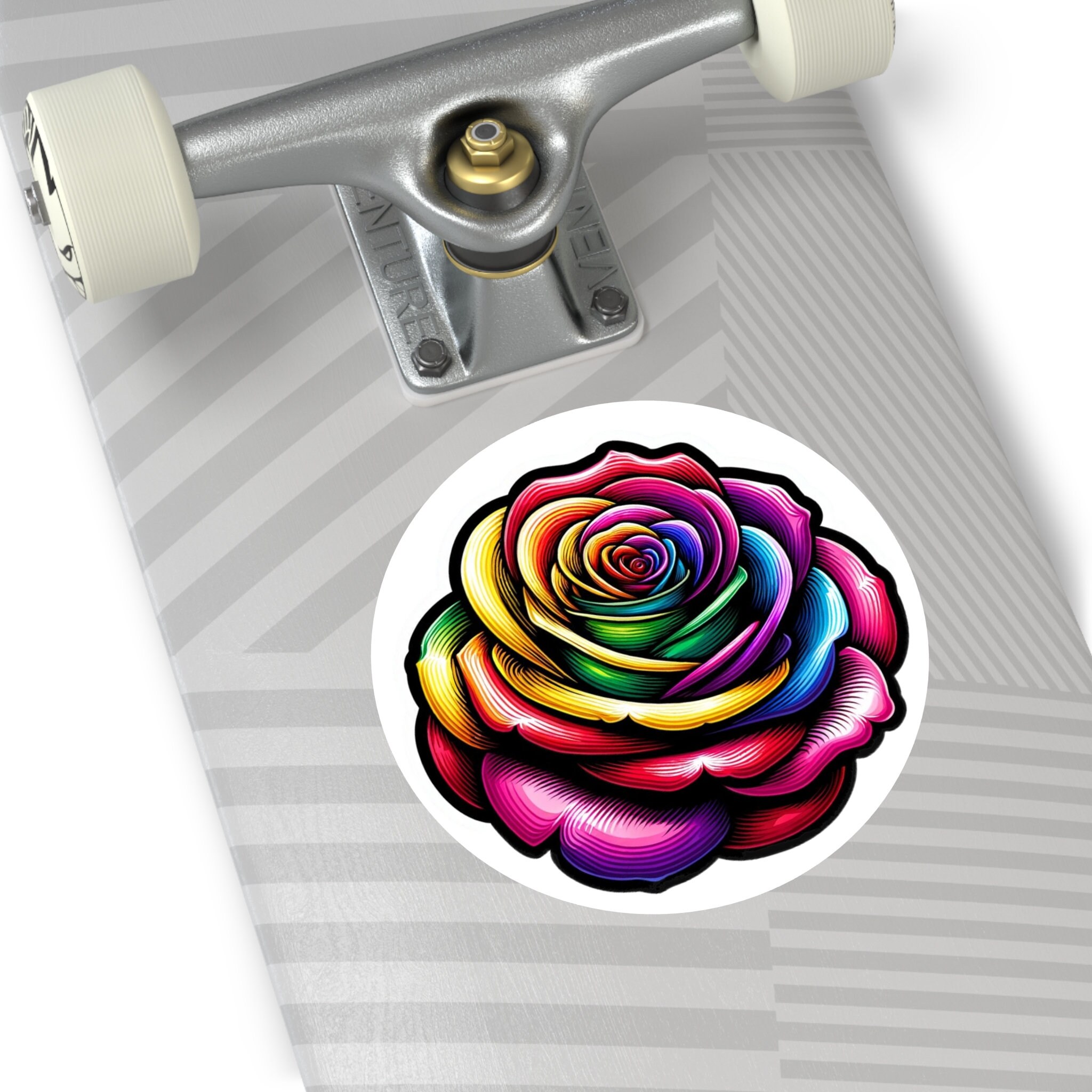 Rose, Pop Art, Rainbow, Sticker, Gift, Round Vinyl Stickers - Etsy
