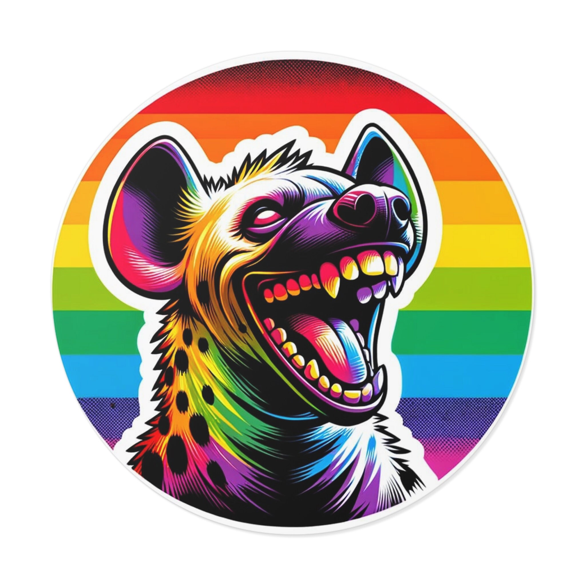 Hyena, Laughing, Pop Art, Rainbow, Sticker, Gift, Round Vinyl Stickers ...