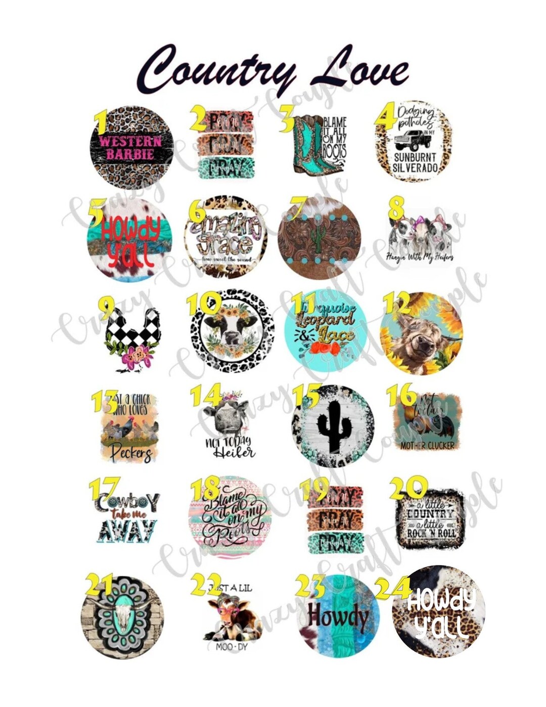 Country Love Cardstock Rounds /fresheners Cardstock/ Cardstock ...