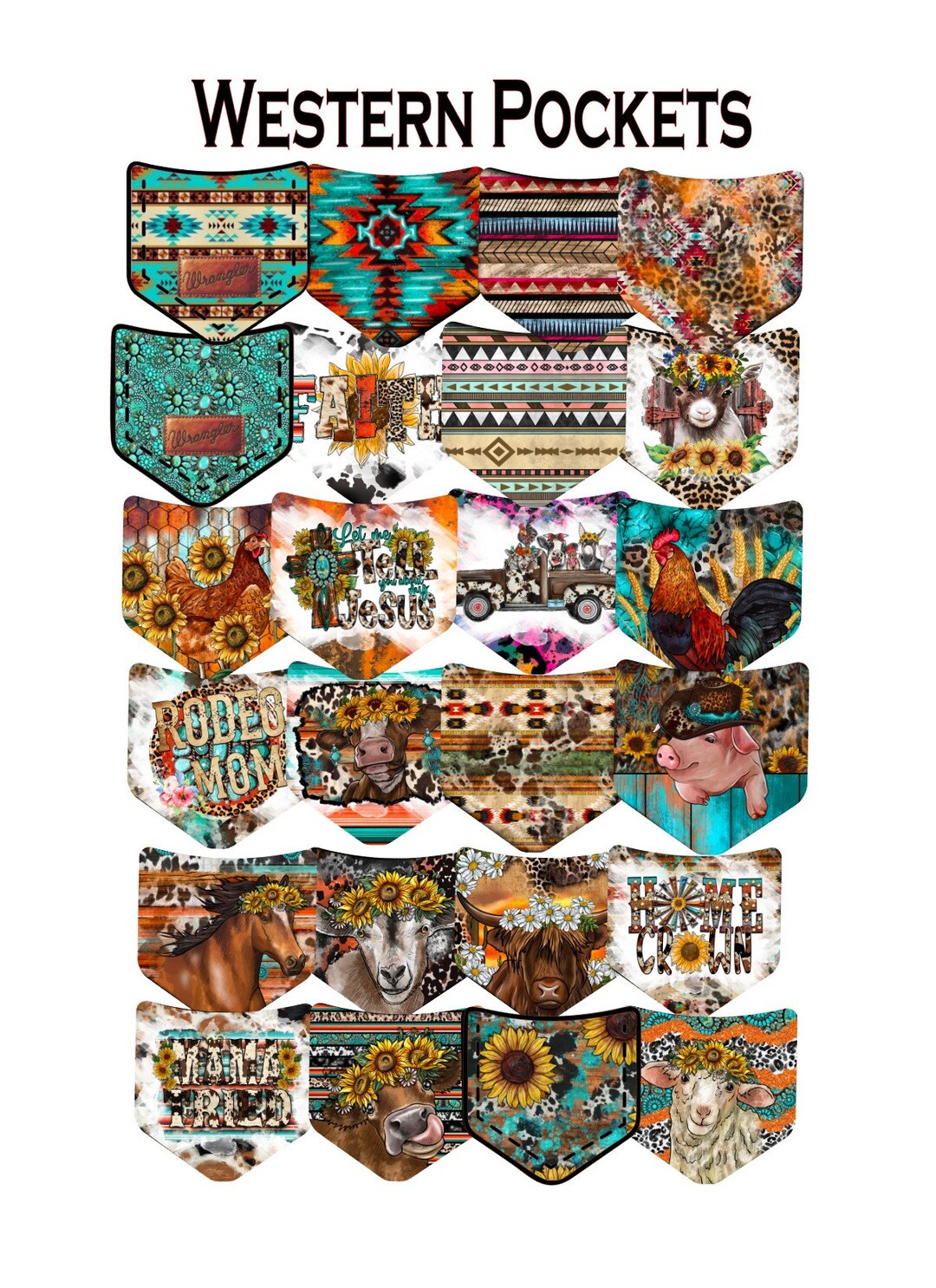 Western Pocket Cardstock Cutouts Jean Pockets Cardstock Various ...