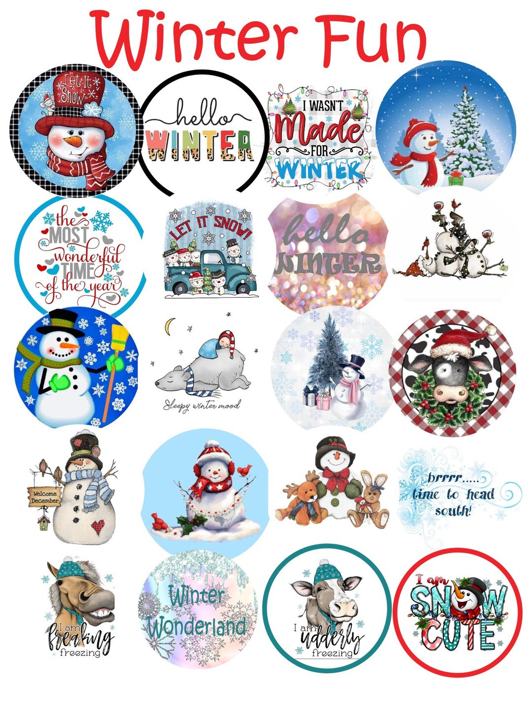 Winter FUN / Christmas Variety / Cardstock Rounds Grab Bag /fresheners ...