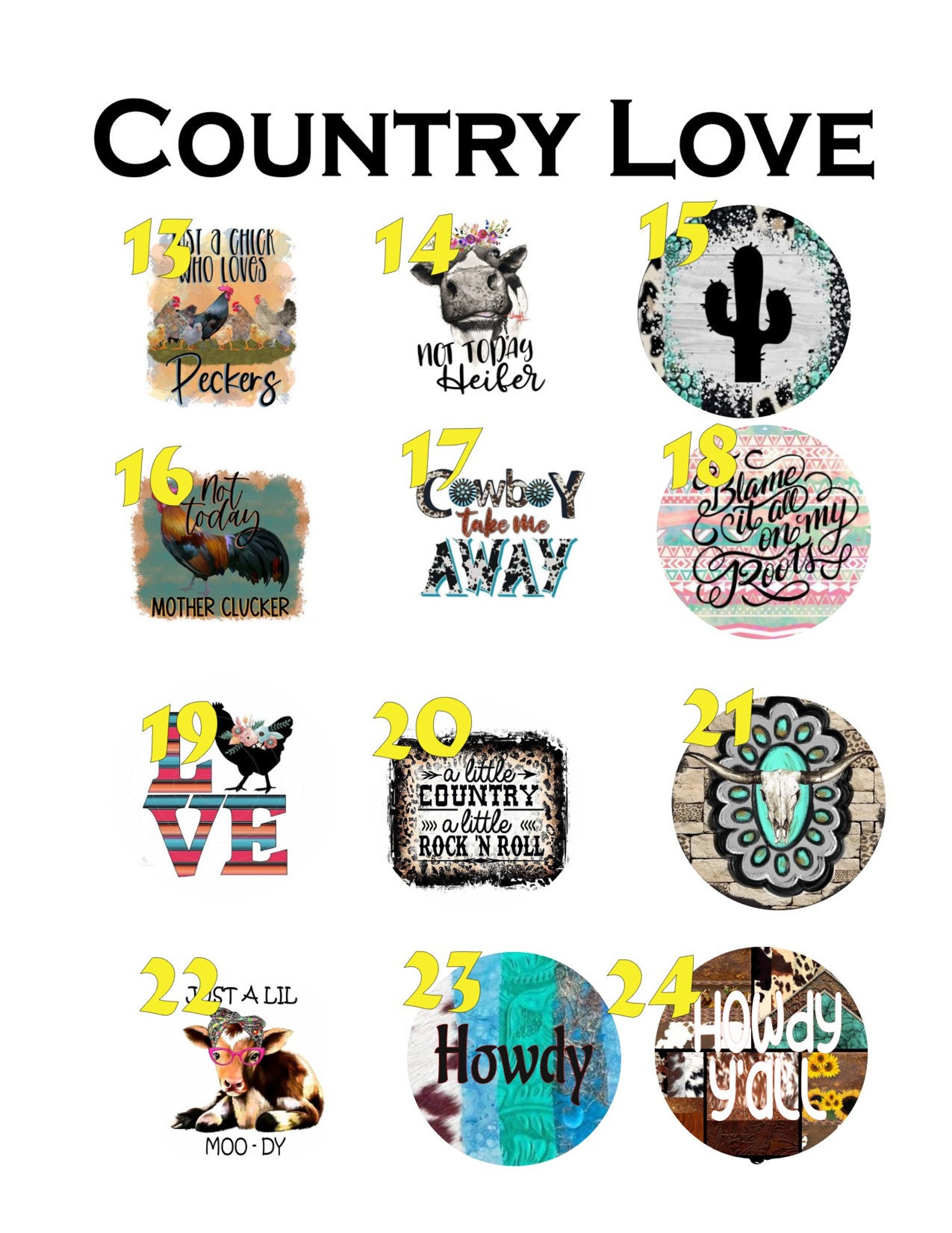 Country Love Cardstock Rounds /fresheners Cardstock/ Cardstock - Etsy