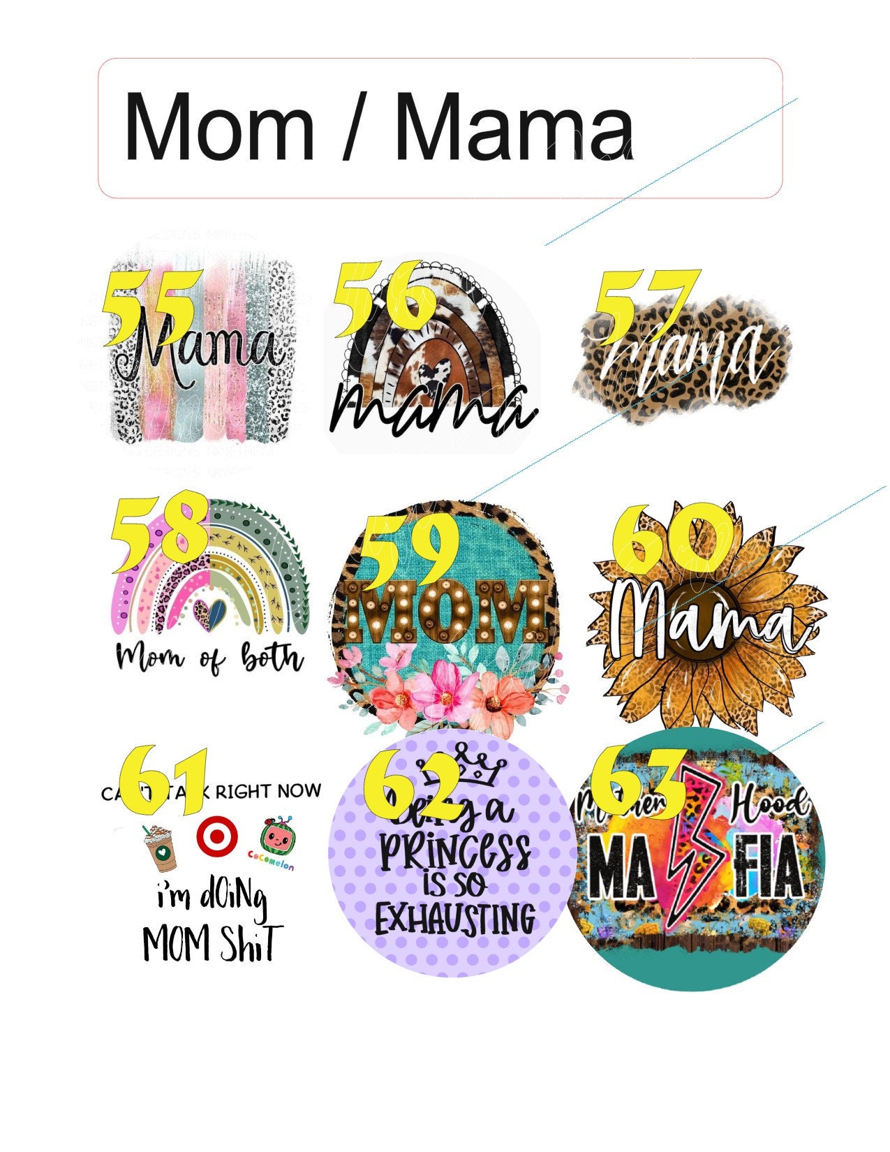 Mama/ Mom / Mama and Mom Cardstock Rounds /fresheners - Etsy