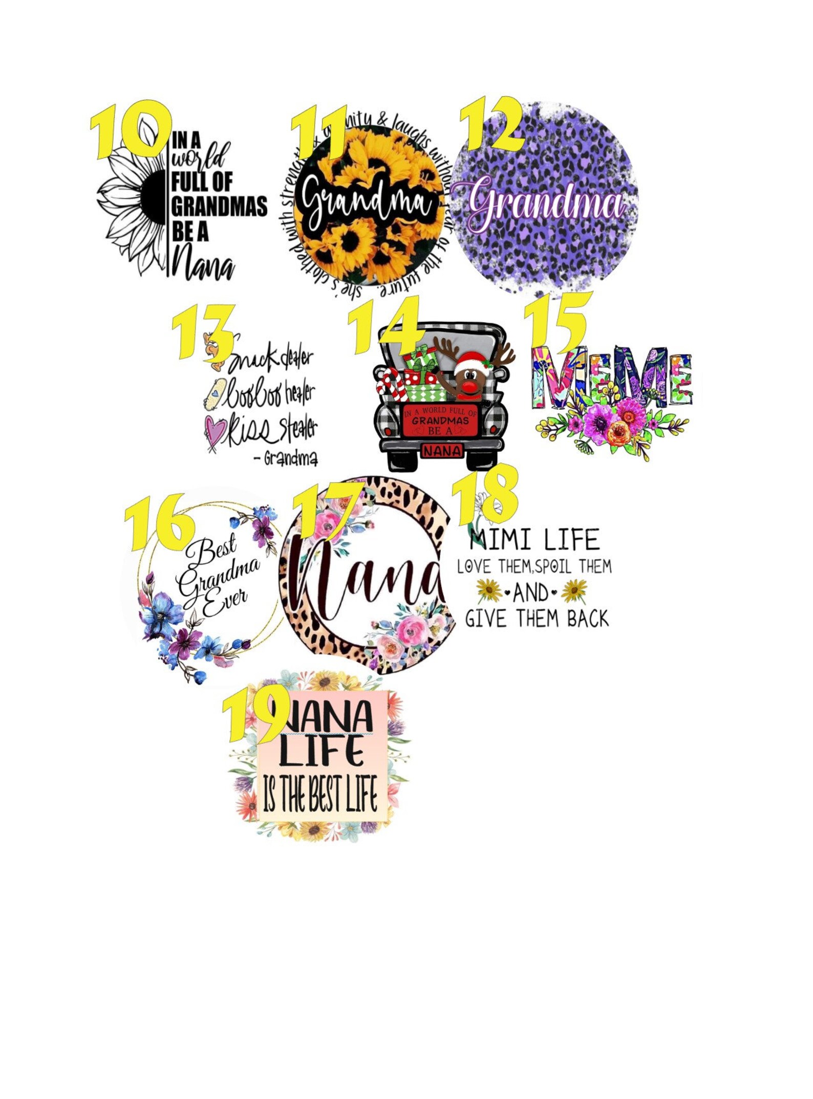 Grandma, Nana, Grandma Cardstock Rounds, Fresheners Cardstock ...