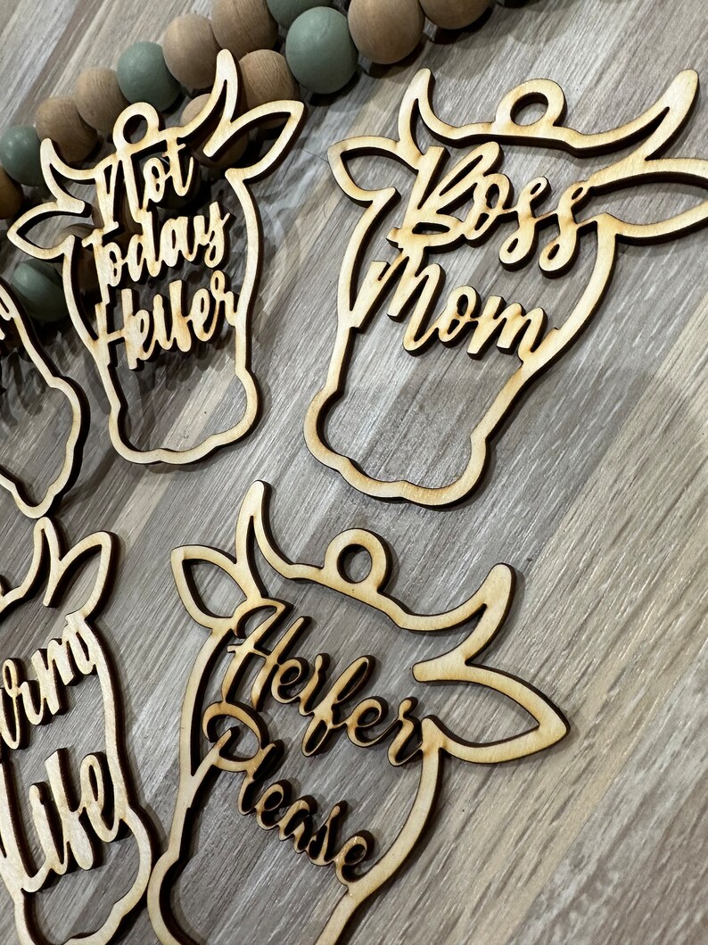 Heifer Cow / Cows / Unfinished / Wooden Car Charms / Unfinished / DIY ...