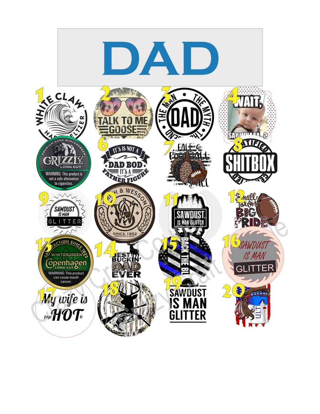 DAD/ Dad Cardstock Rounds / Manly Fresheners Cardstock/ Cardstock ...