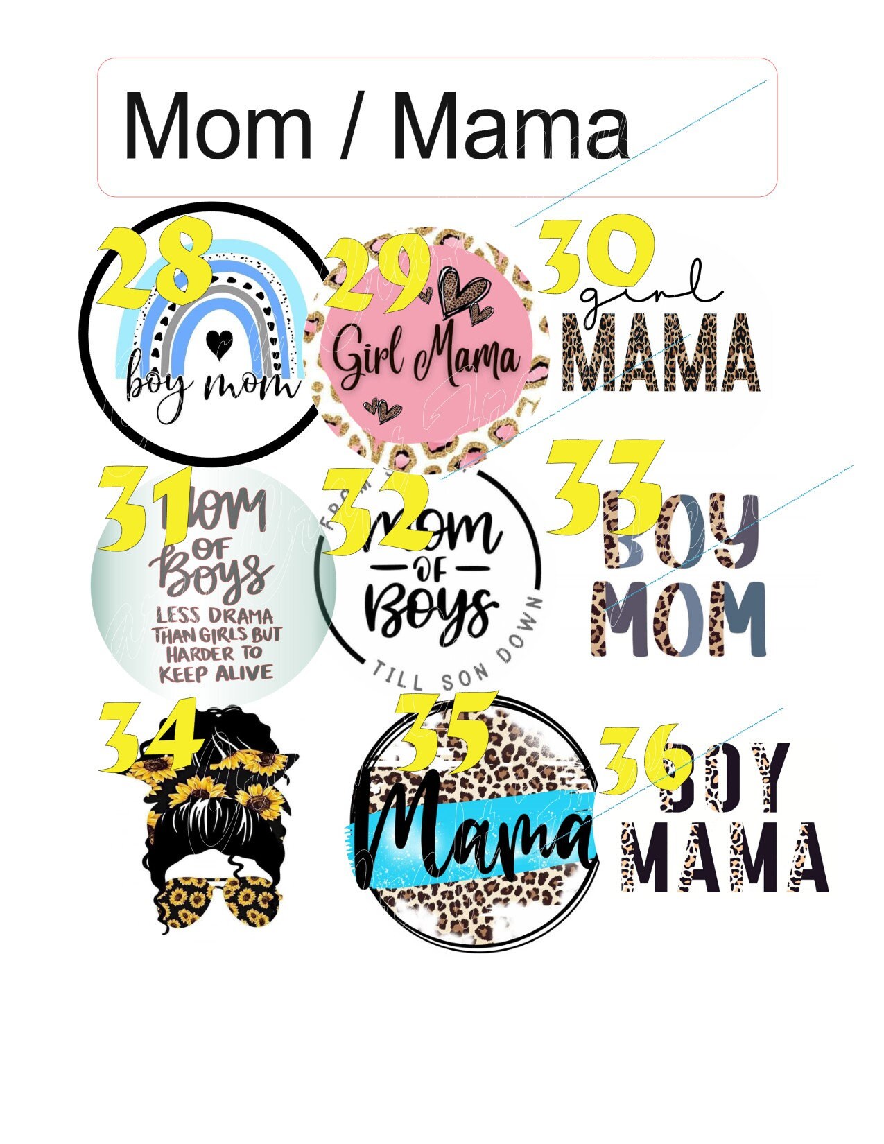 Mama/ Mom / Mama and Mom Cardstock Rounds /fresheners - Etsy