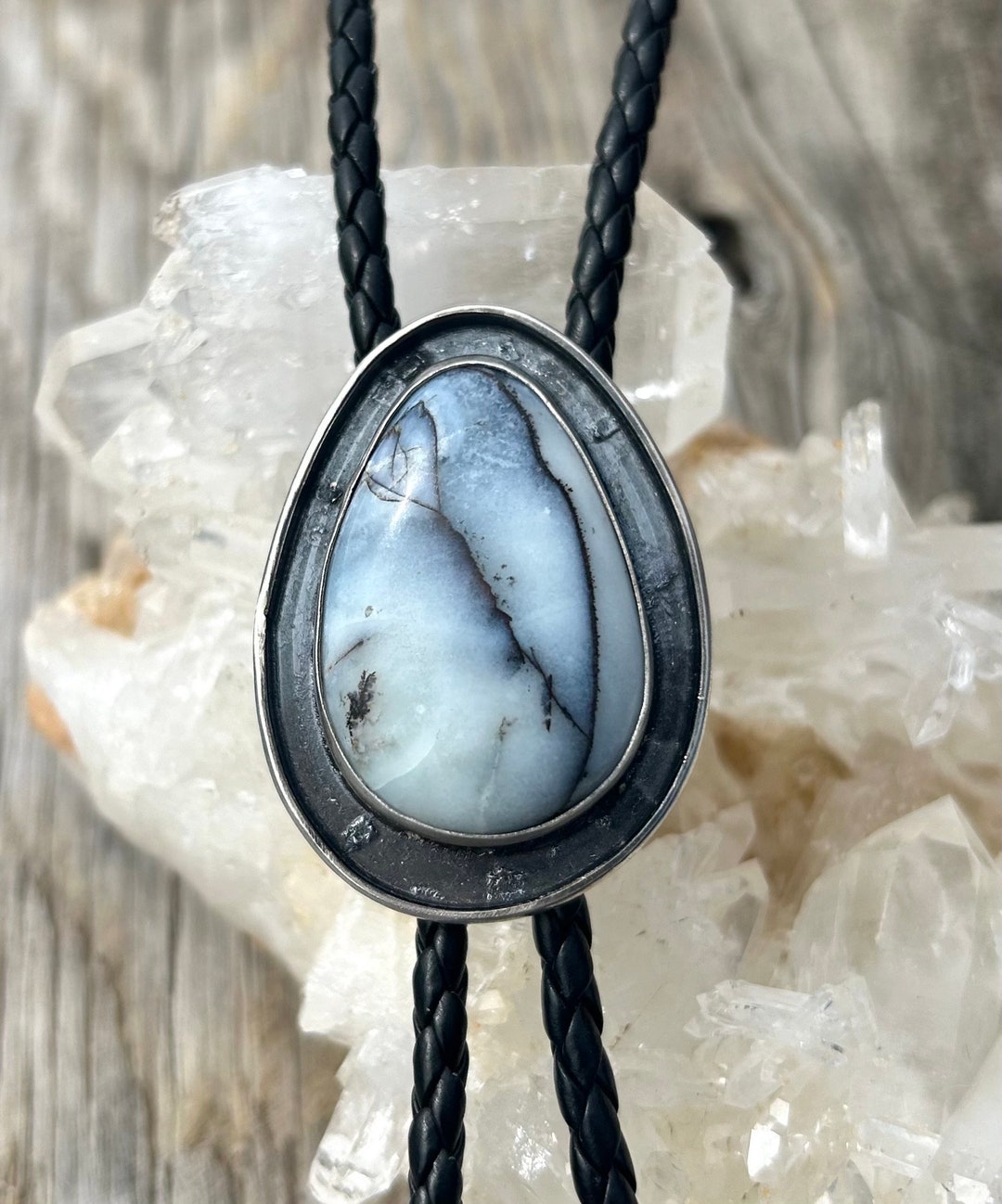 Mount Shasta Sacred Siskiyou Blue Opal Sterling Silver 925 Black Vinyl ...