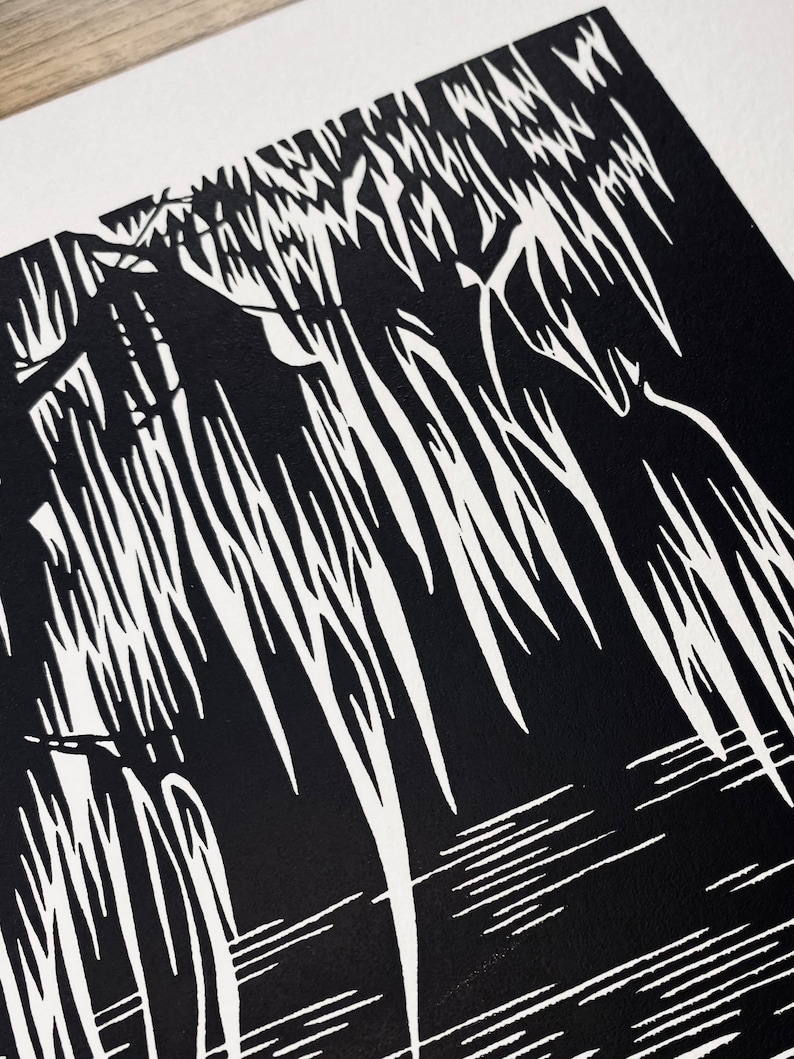 Night Moves Swamp Linocut Print - Etsy