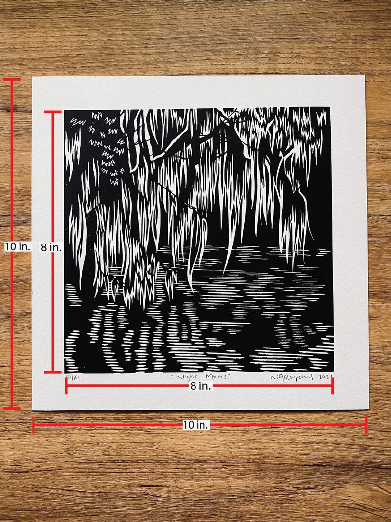 Night Moves Swamp Linocut Print - Etsy