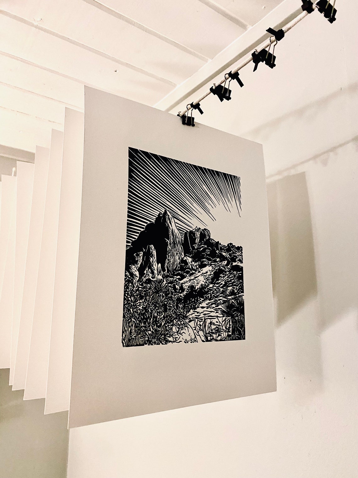 Jumbo Rocks Linocut Print - Etsy