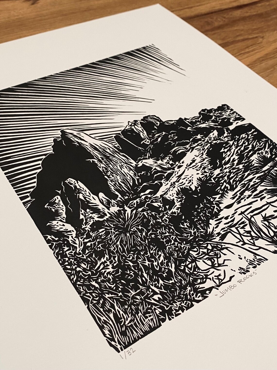 Jumbo Rocks Linocut Print - Etsy