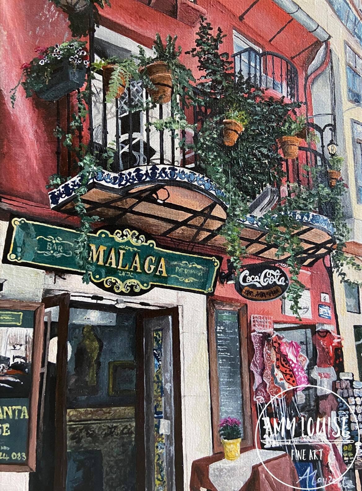 Fine Art Print | Málaga | Spain | Cityscape Painting | Acrylic | Wall ...
