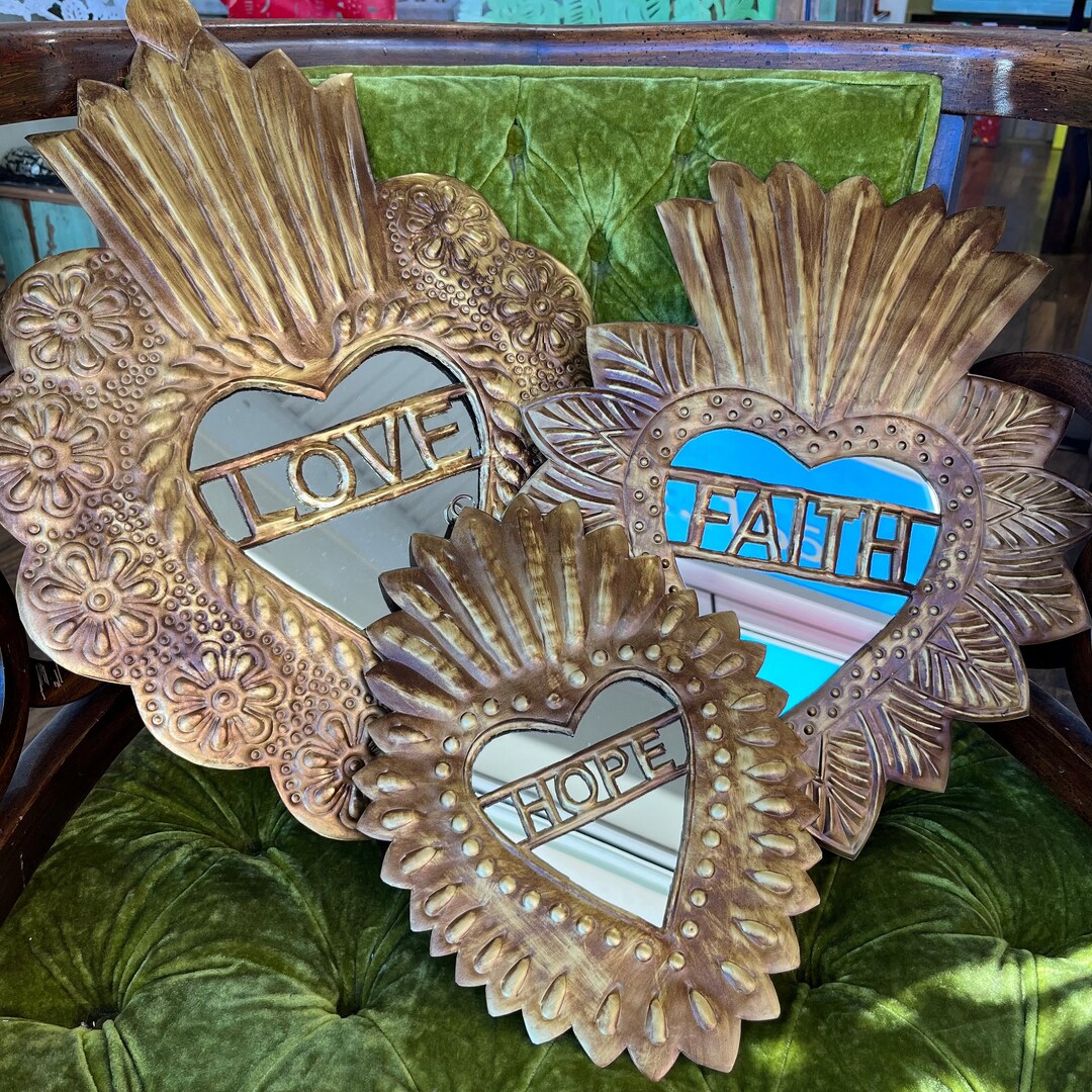 Faith, Hope and Love Sacred Heart Mirrors - Etsy