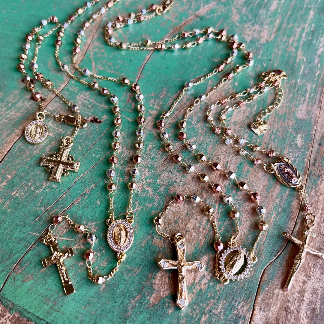Tri Color OLG 4MM Rosary Necklace or Bracelet - Etsy