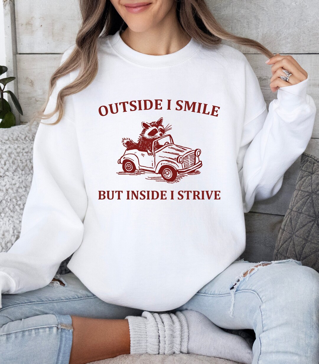 Digital File | Outside I Smile but Inside I Strive, Retro Cartoon T ...