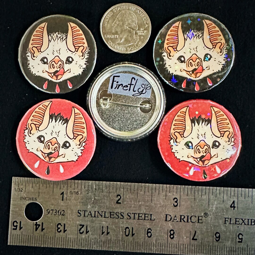 Vampire Bat Button Pin - Etsy