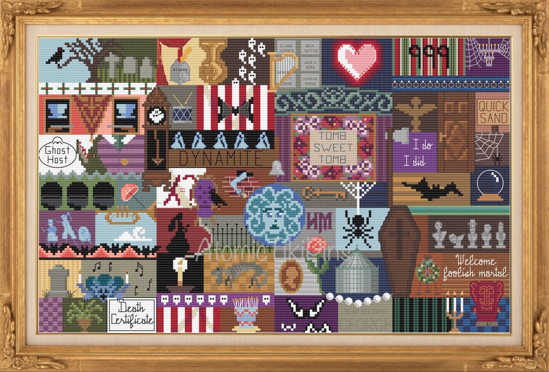 Haunted House Collage Cross Stitch Pattern - Etsy