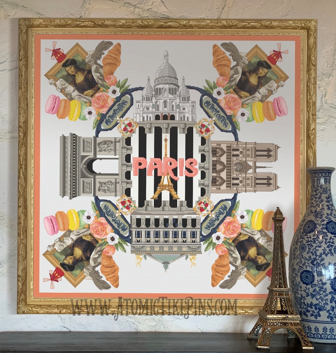 City of Light Paris France City Mandala Cross Stitch Pattern Pdf - Etsy