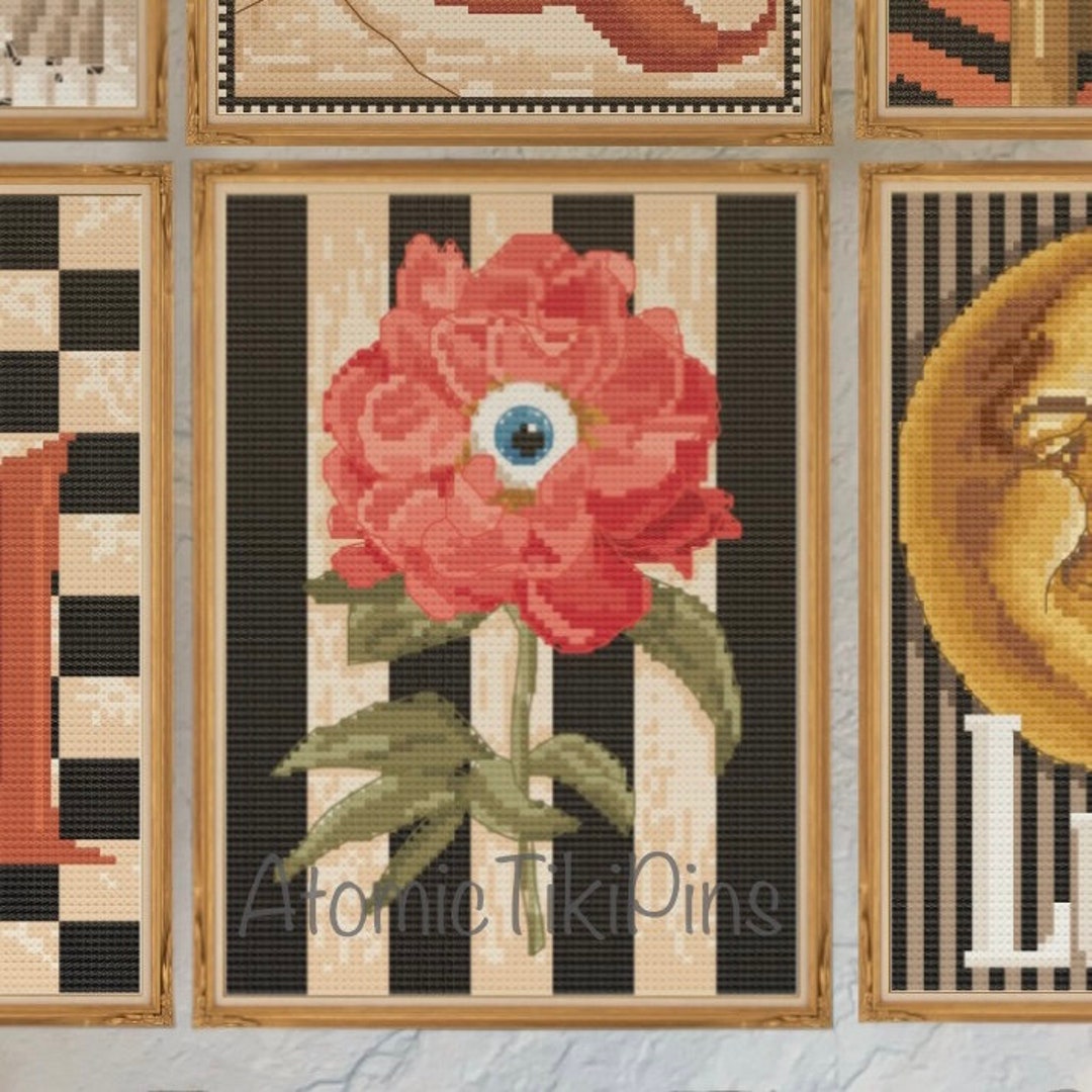 Dream Block Halloween Peony Eyeball Cross Stitch Pattern - Etsy
