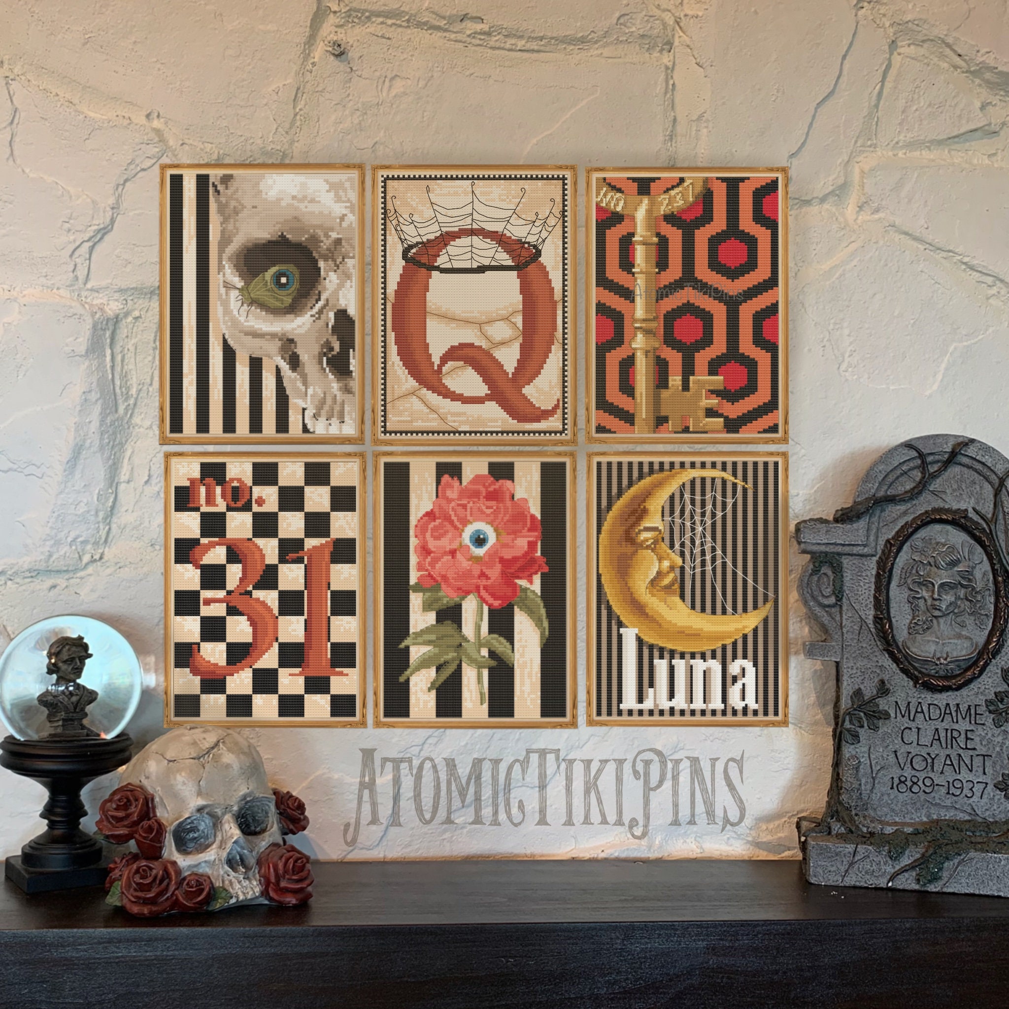 Dream Block Halloween Peony Eyeball Cross Stitch Pattern - Etsy