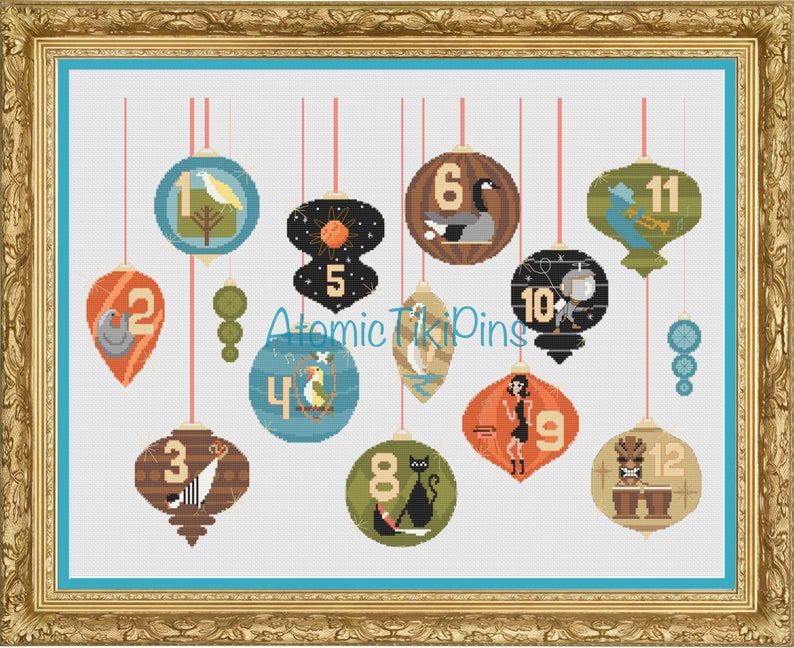 Cross Stitch Pattern: 12 Days of Christmas Ornaments - Etsy