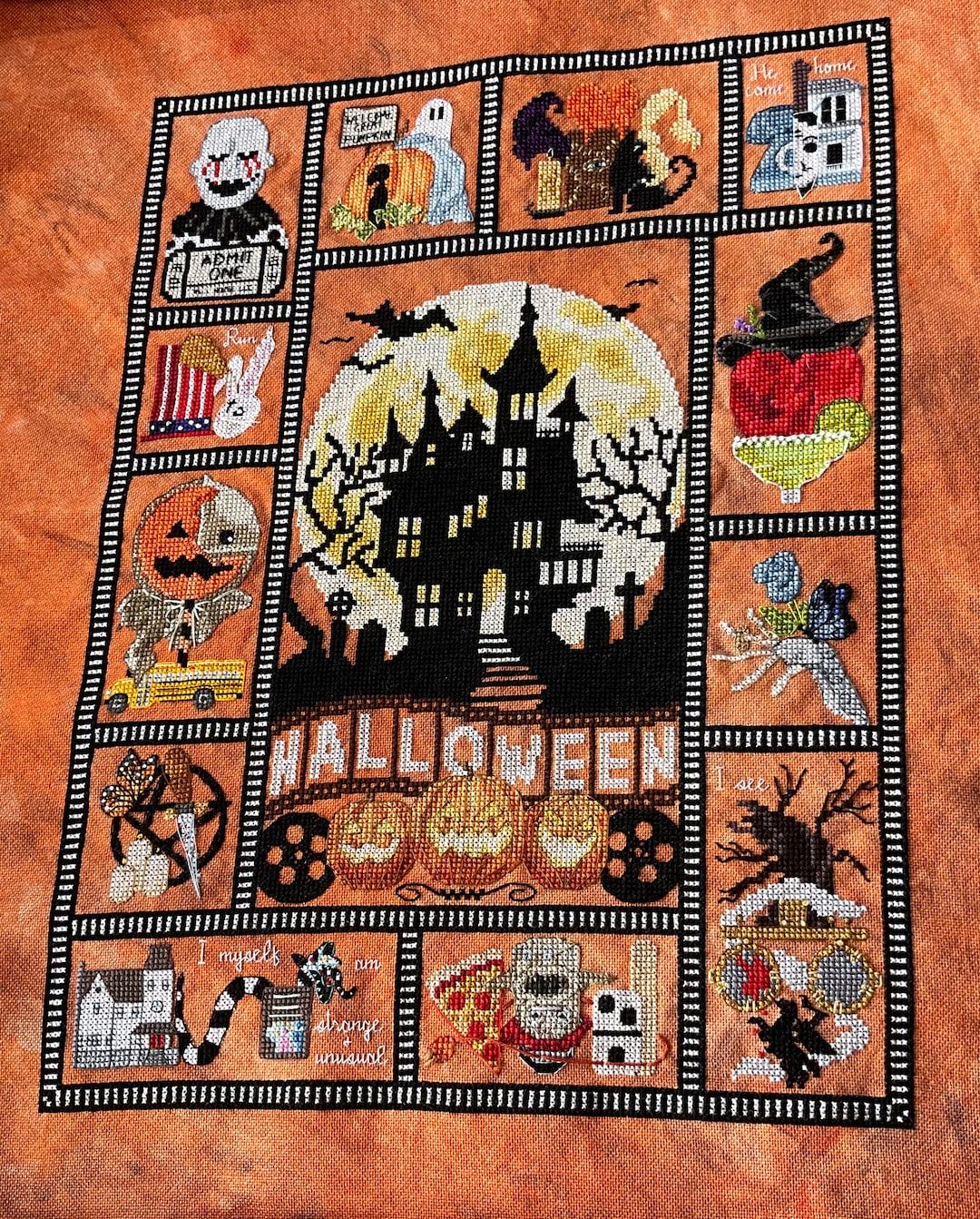 Halloween Movie Night Stitch-along Cross Stitch Pattern - Etsy