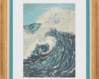 Digital PDF Pattern the Great Wave of Kanagawa Cross Stitch - Etsy