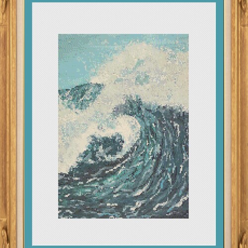 Wave Cross Stitch Pattern PDF Great Wave Cross Stitch | Etsy