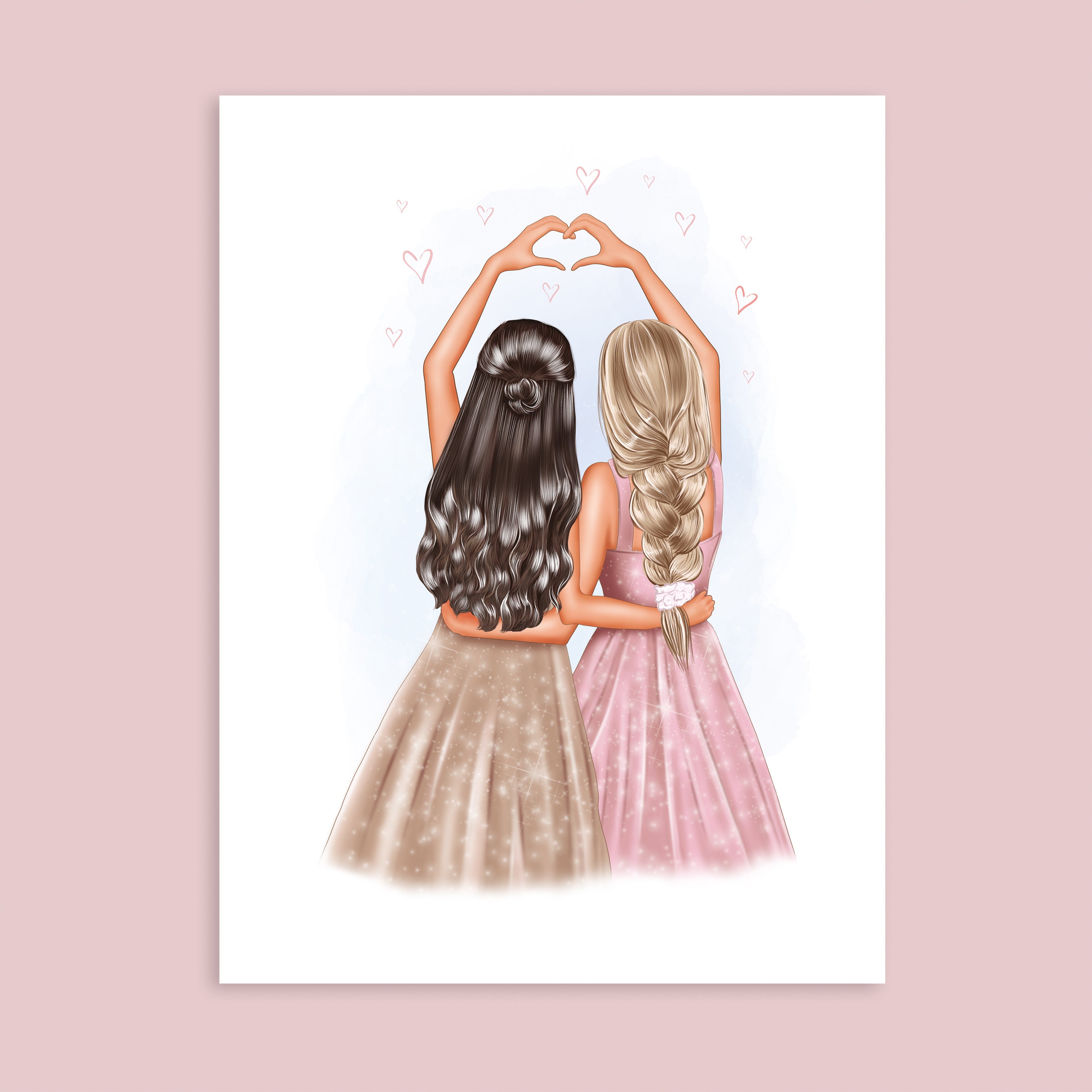 BFF's Brunette / Blonde Print Fashion Wall Art | Etsy