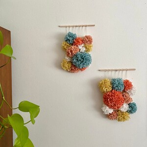 POLLY Woven Wall Hanging Handmade Tapestry Weaving Decor Fibre Art Pom ...