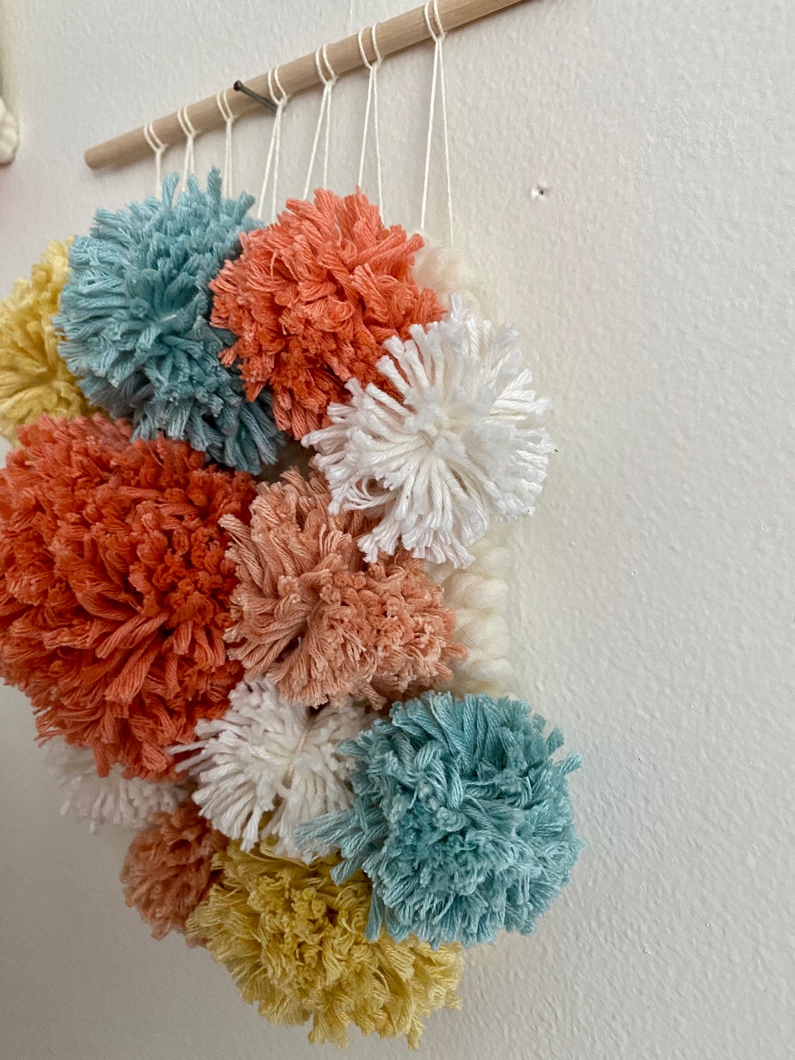 POLLY Woven Wall Hanging Handmade Tapestry Weaving Decor Fibre Art Pom ...