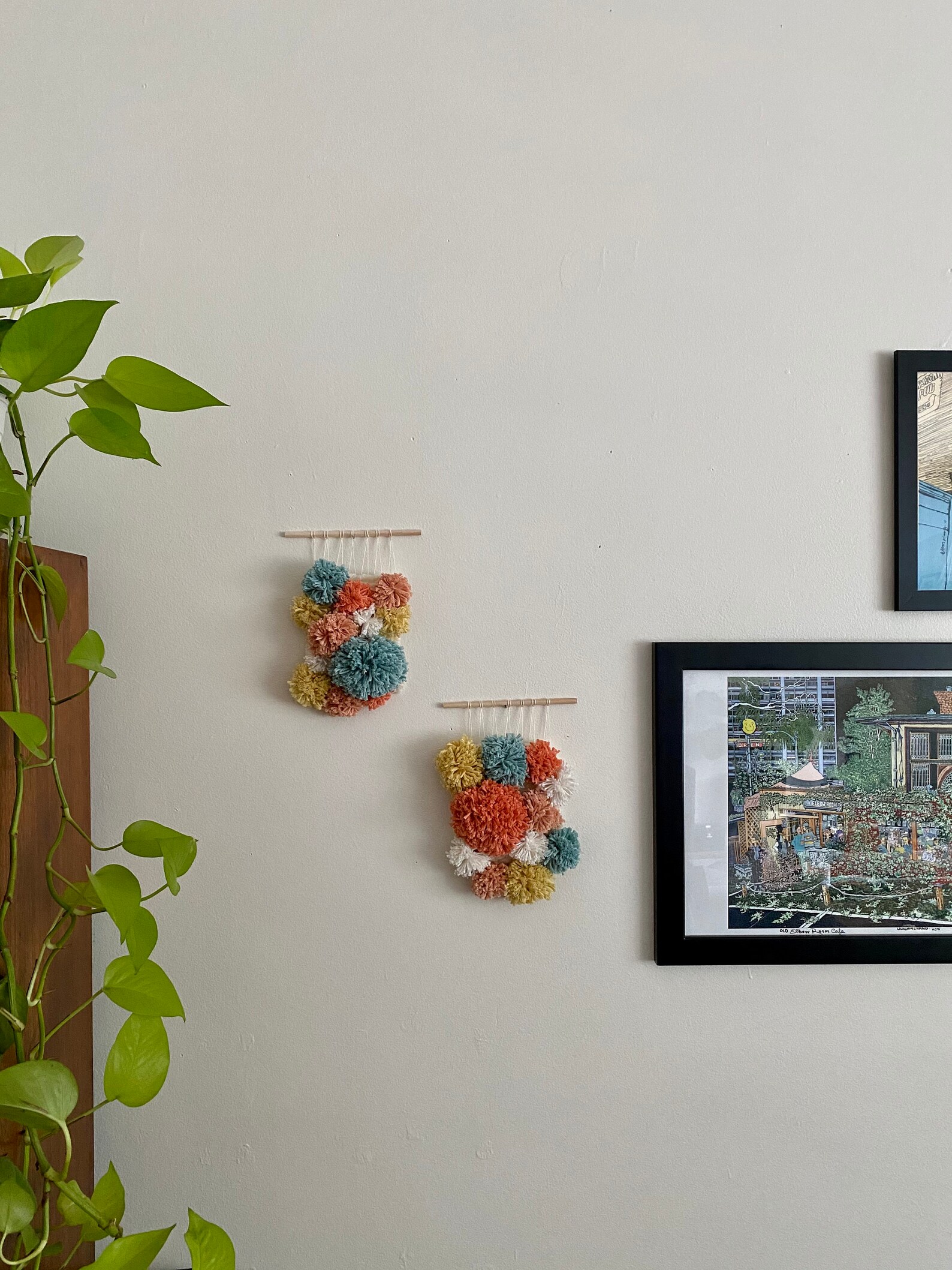 POLLY Woven Wall Hanging Handmade Tapestry Weaving Decor Fibre Art Pom ...