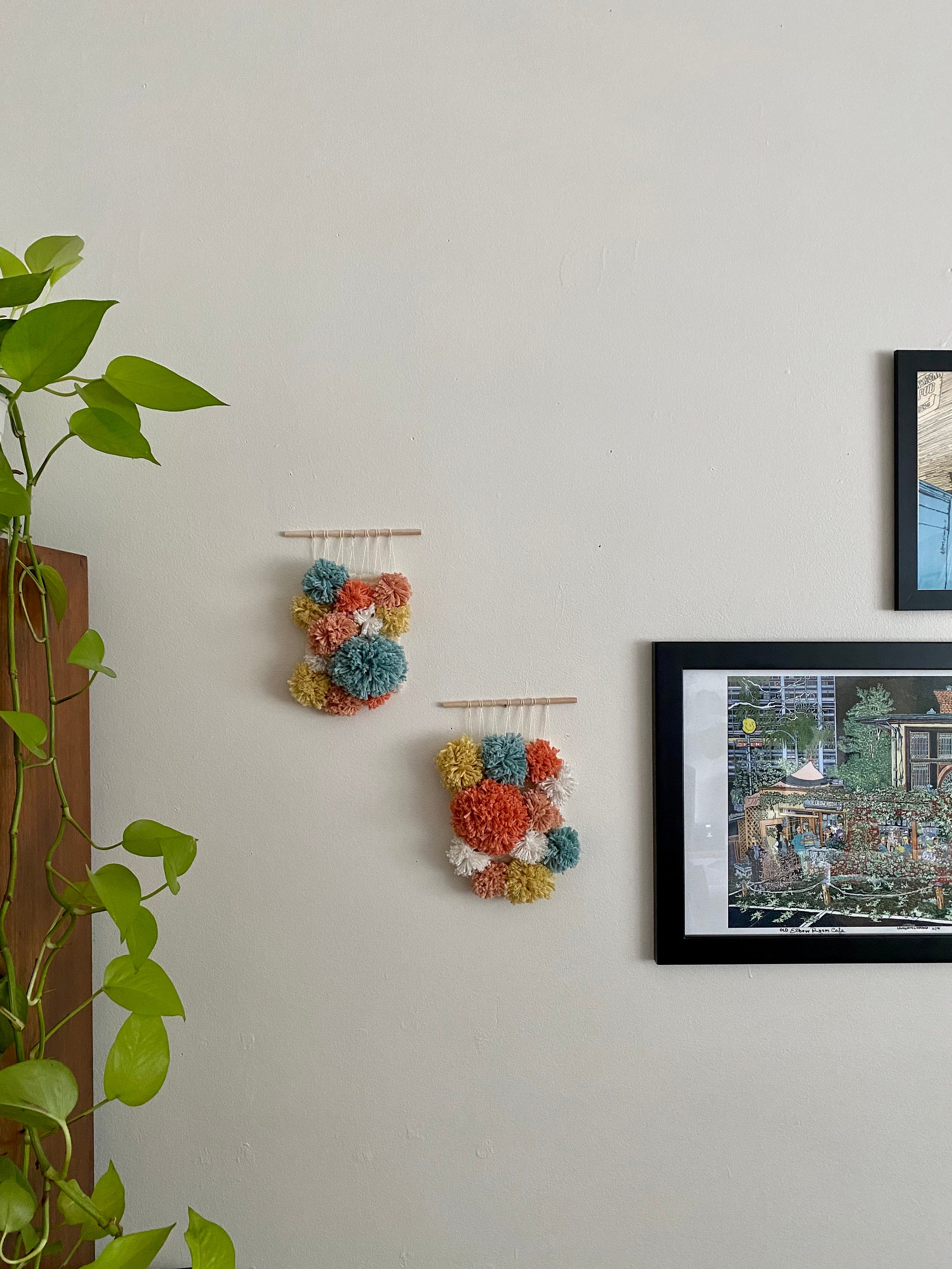 POLLY Woven Wall Hanging Handmade Tapestry Weaving Decor Fibre Art Pom ...