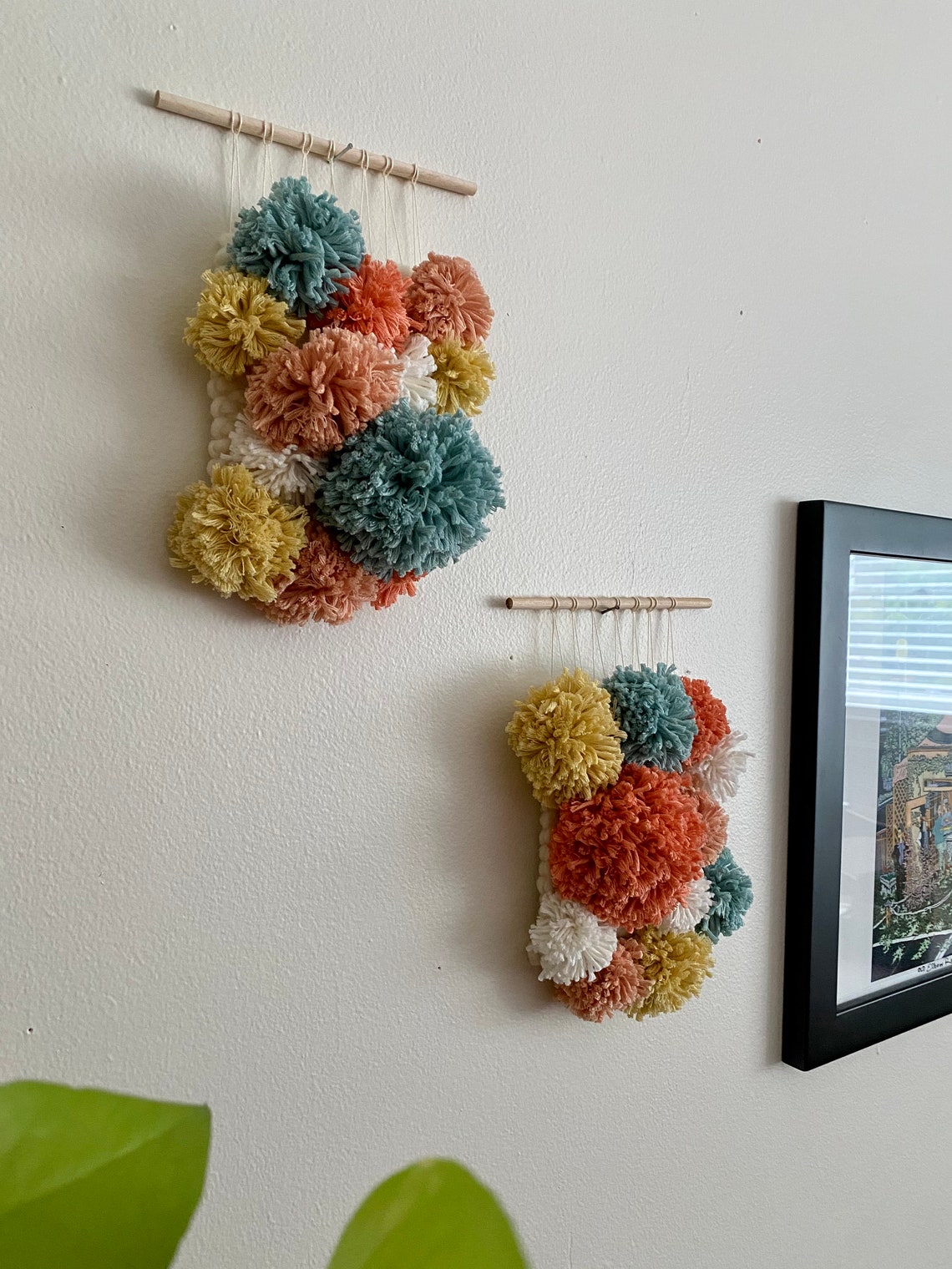 POLLY Woven Wall Hanging Handmade Tapestry Weaving Decor Fibre Art Pom ...