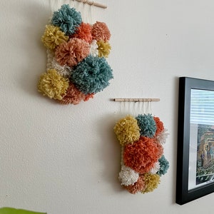 POLLY Woven Wall Hanging Handmade Tapestry Weaving Decor Fibre Art Pom ...