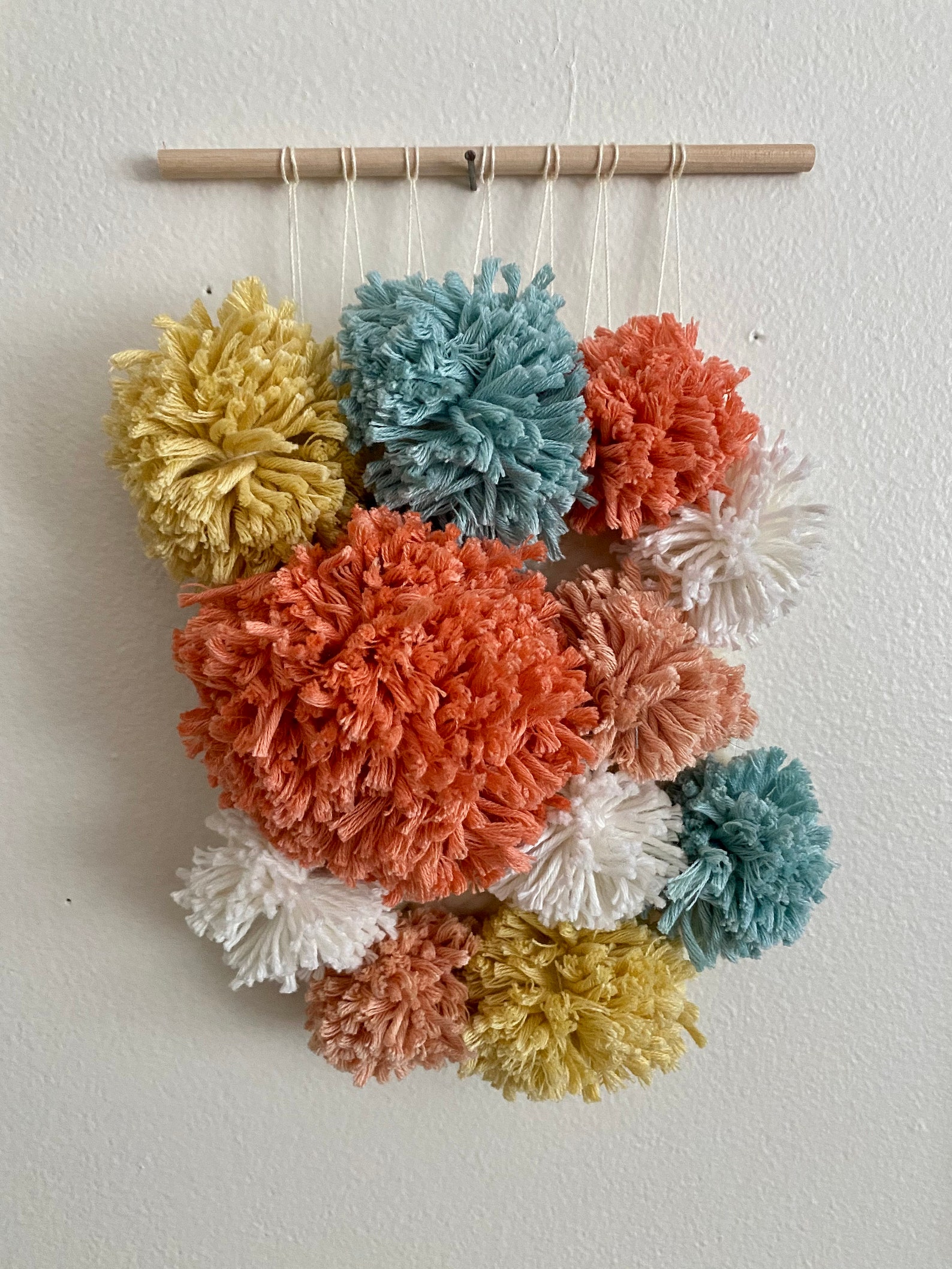 POLLY Woven Wall Hanging Handmade Tapestry Weaving Decor Fibre Art Pom ...