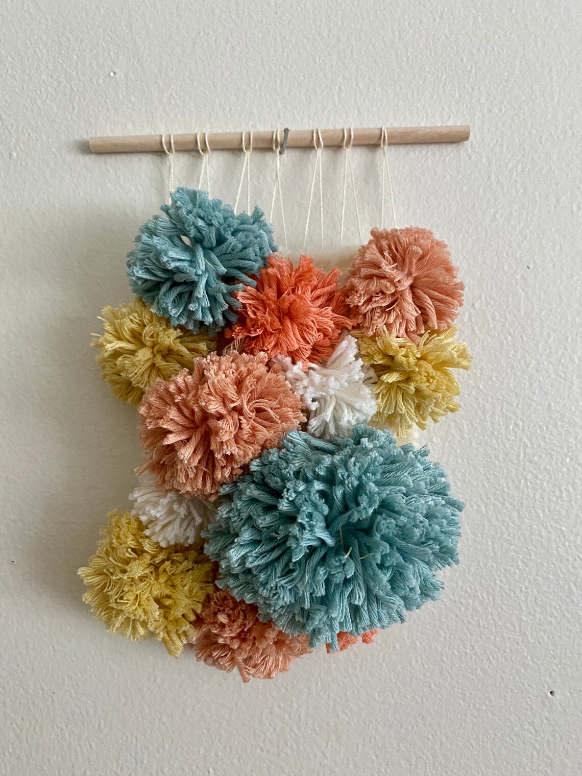 POLLY Woven Wall Hanging Handmade Tapestry Weaving Decor Fibre Art Pom ...