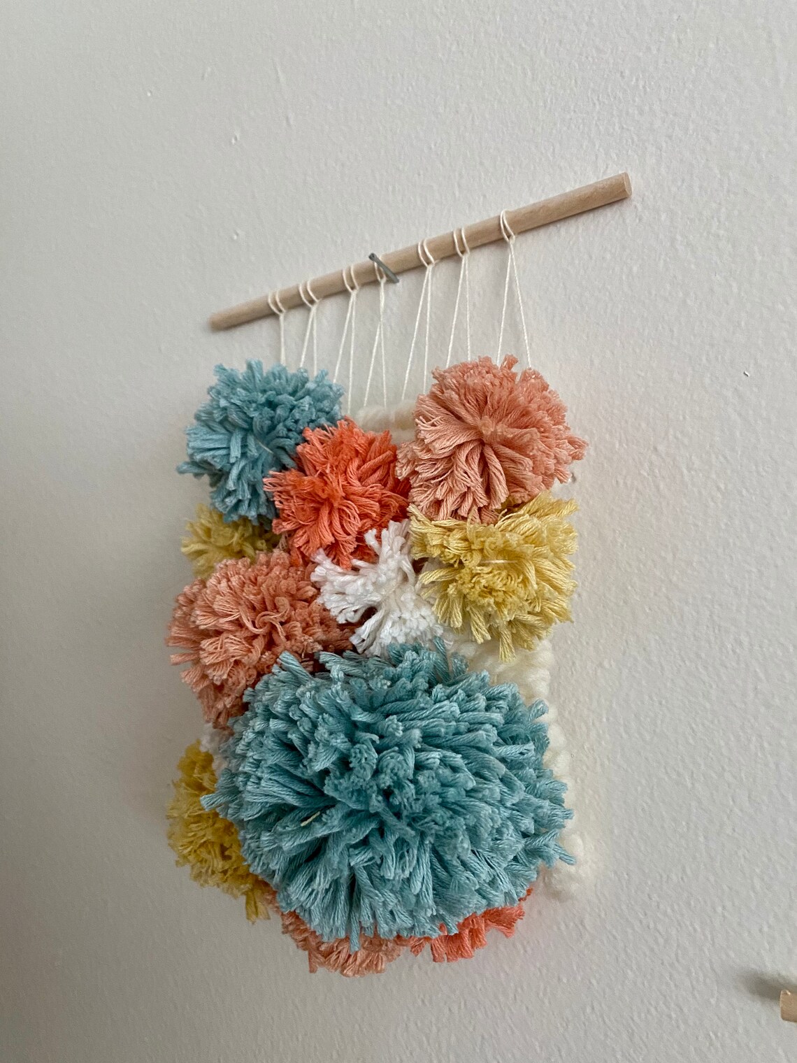 POLLY Woven Wall Hanging Handmade Tapestry Weaving Decor Fibre Art Pom ...