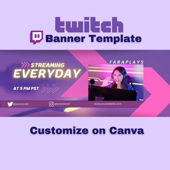 Twitch Banner Twitch Overlay Purple Twitch Overlay Cute - Etsy