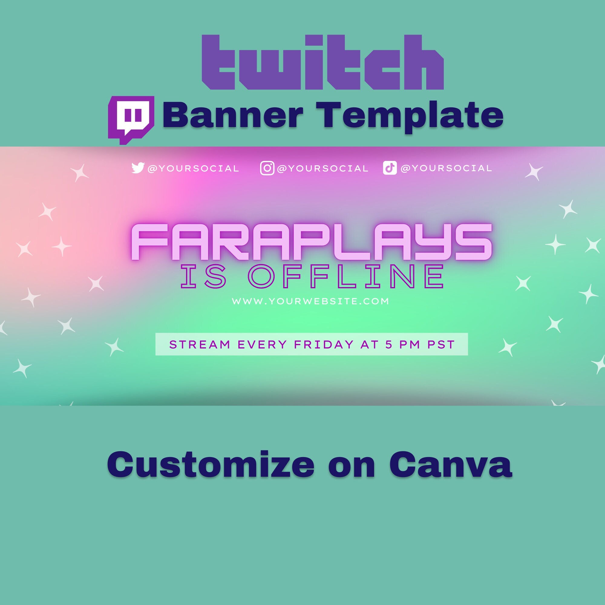 Twitch Banner Template Cute Twitch Banner Twitch Overlay - Etsy