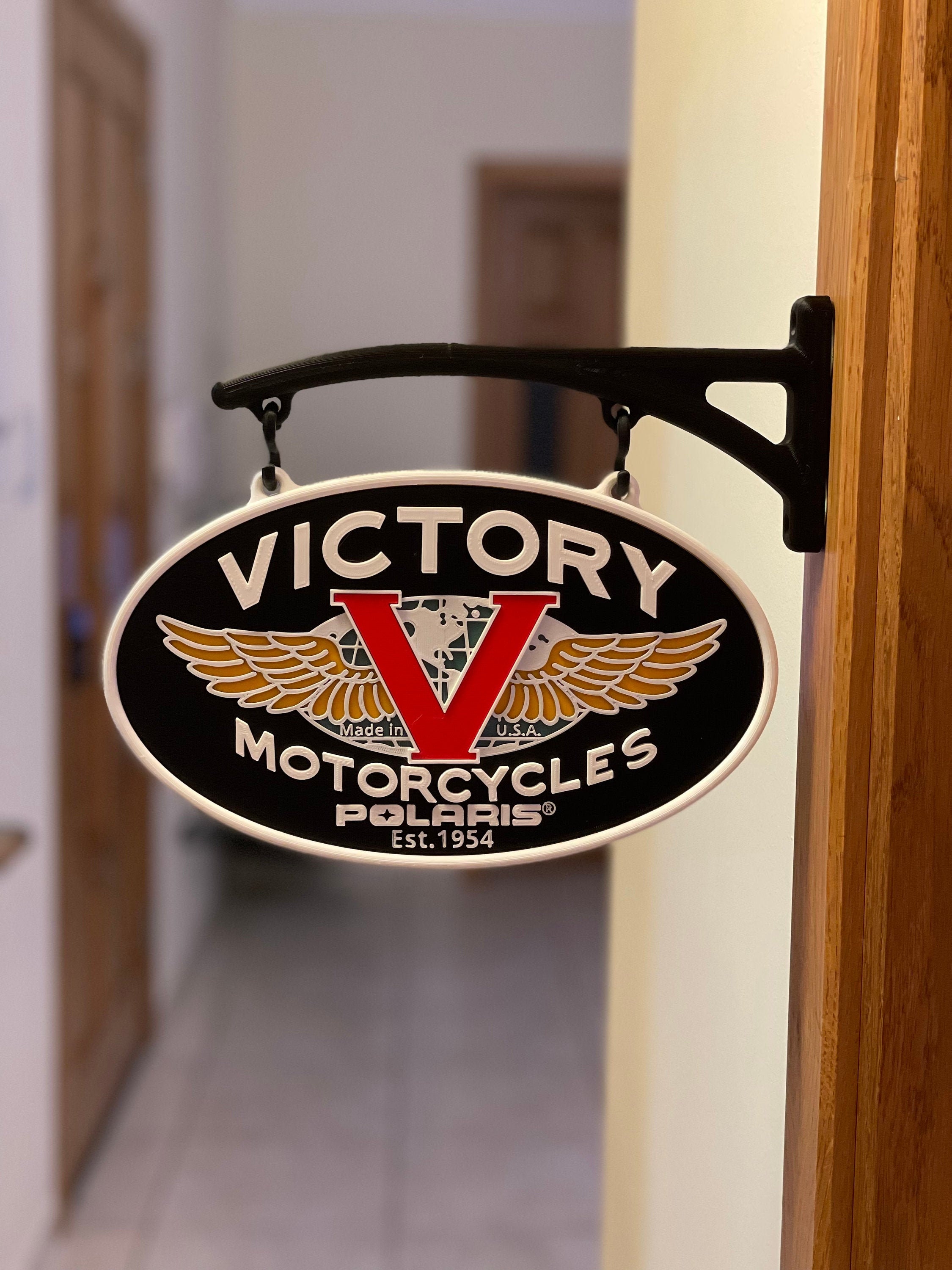 VICTORY Motorcycle Double Sided Embossed Wall Sign - Etsy