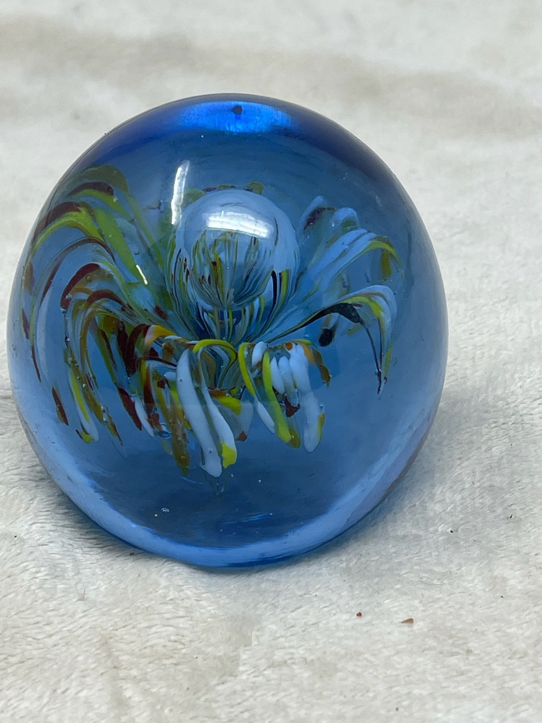 Vintage Glass Flower Sphere Paperweight / Sculpture - Etsy
